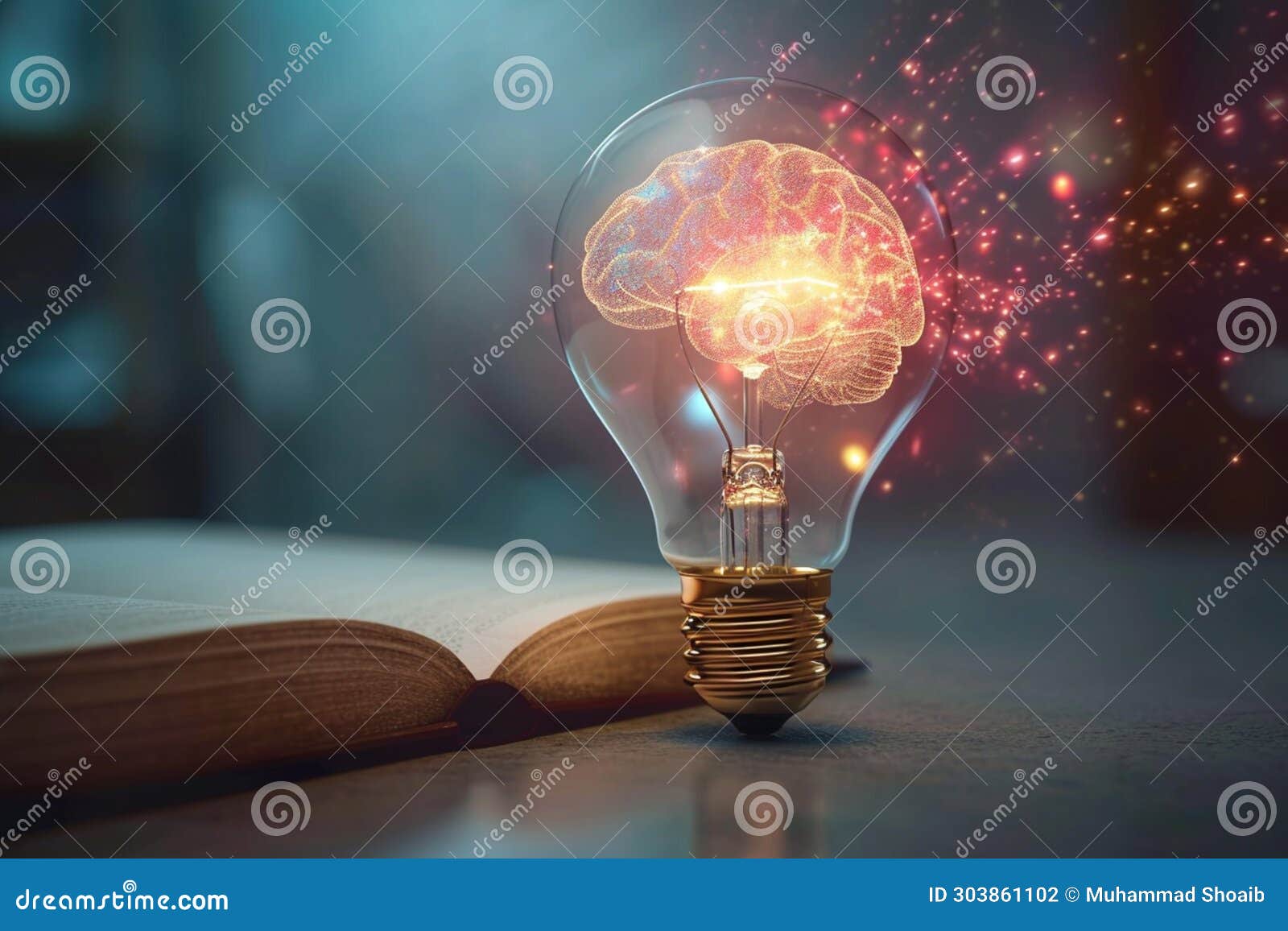Bright Idea Light Bulb with Brain Inside, Representing Business ...