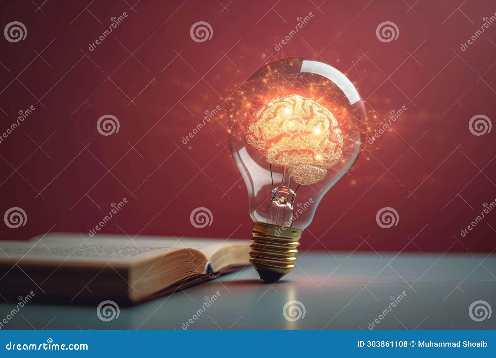 Bright Idea Light Bulb with Brain Inside, Representing Business ...
