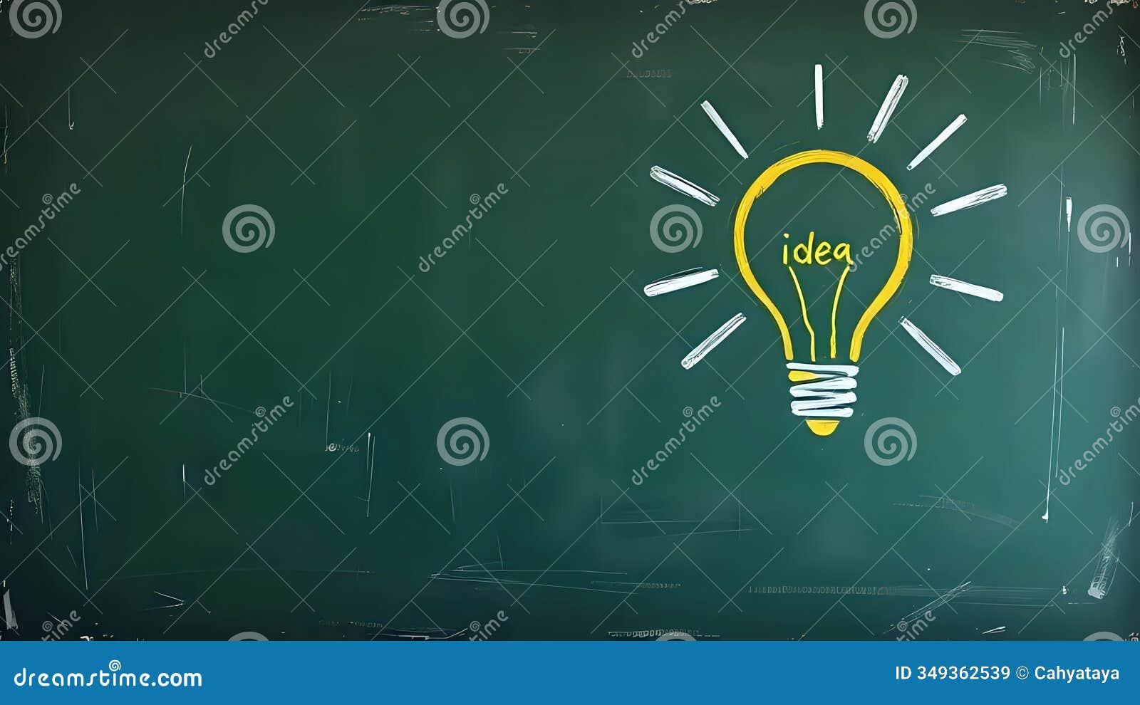 Bright Idea Representation with Glowing Lightbulb on Blackboard Drawing ...