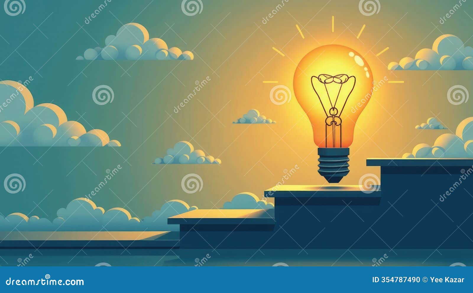 Bright Idea on Steps To Success Stock Illustration - Illustration of ...
