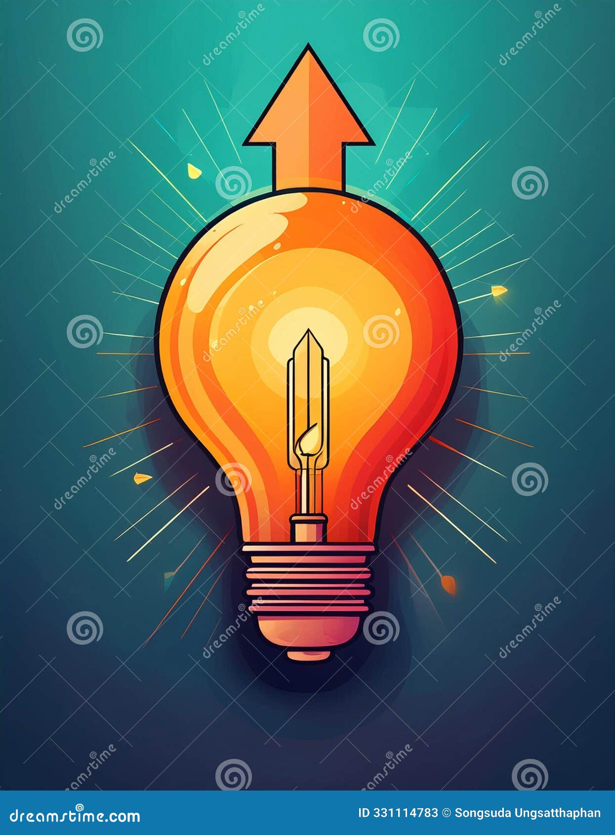 Bright Idea with Upward Arrow, Representing Insight and Power Growth ...