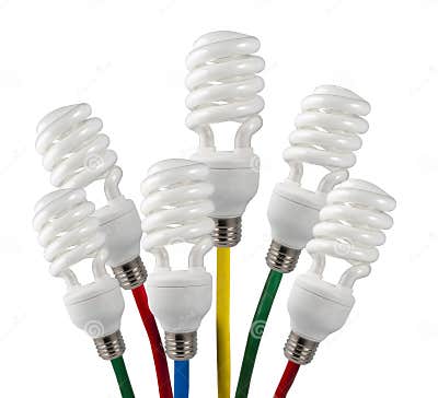 Bright Ideas Light Bulbs with Colored Cables Stock Image - Image of ...