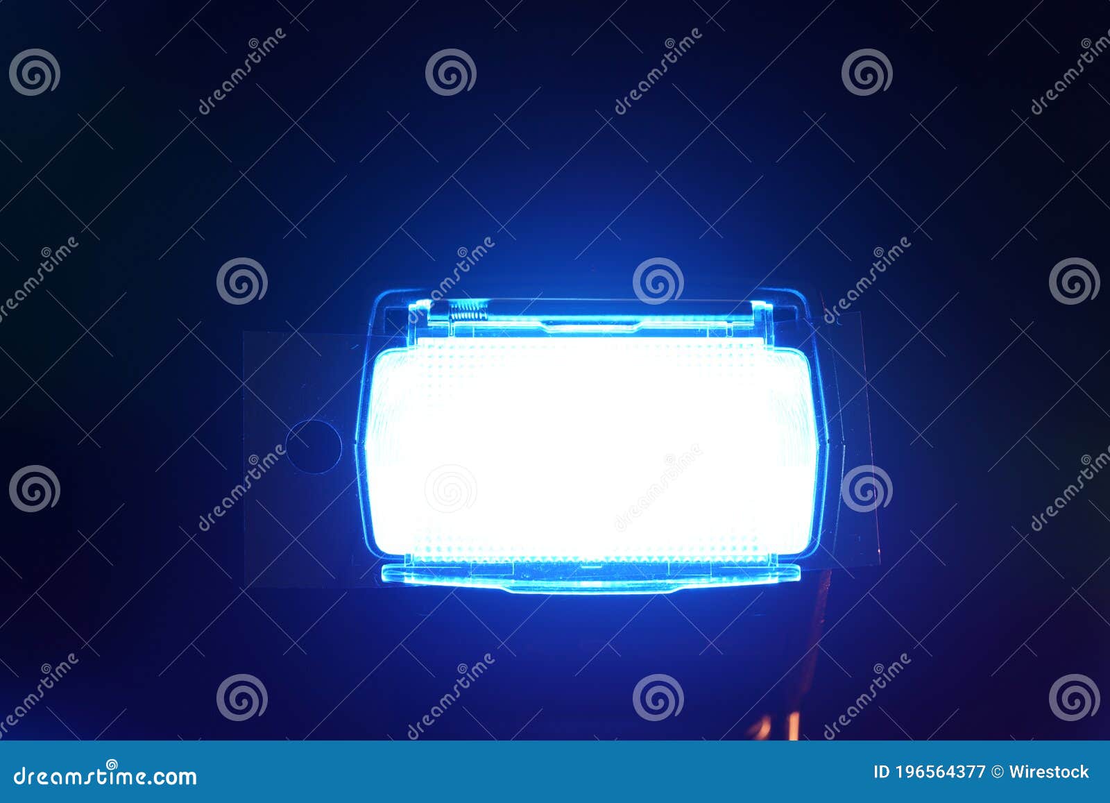 Bright Illuminated Flashing Blue Light on a Dark Background Stock Image ...