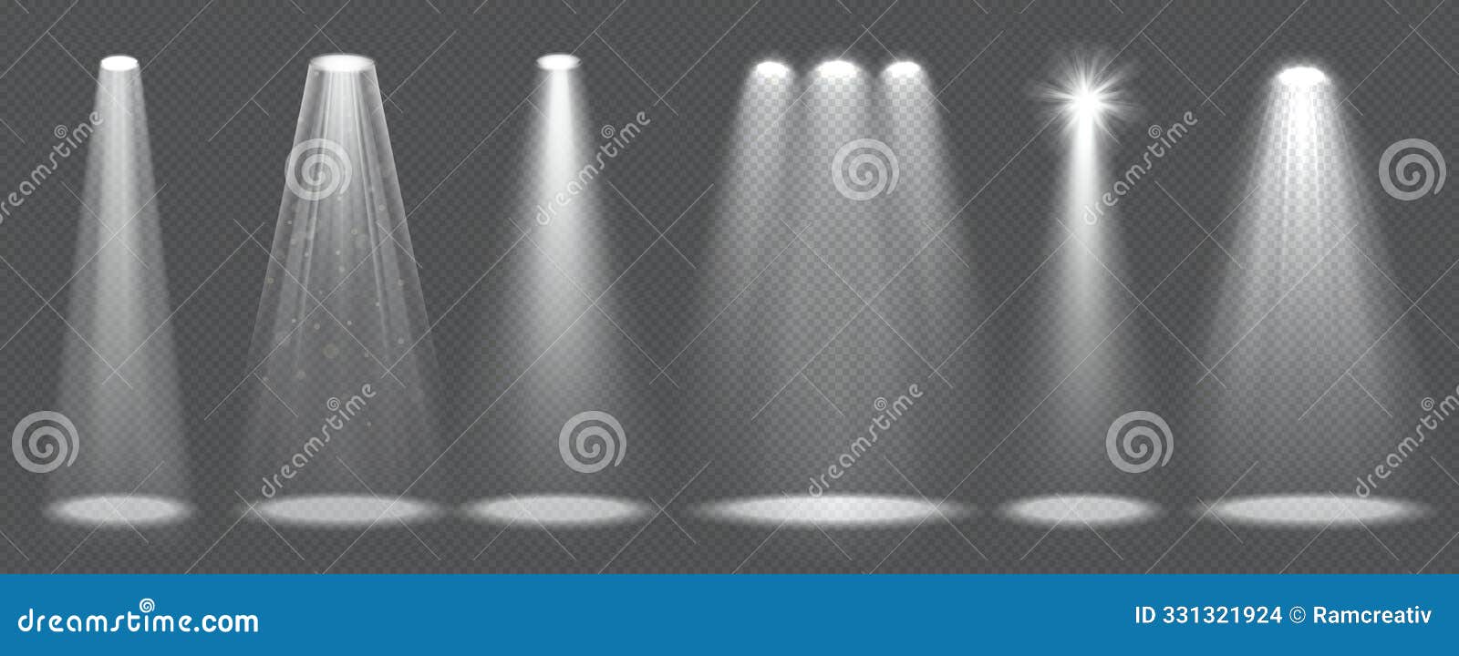 Bright Illumination with Light Beams. Spotlights with Light Source ...