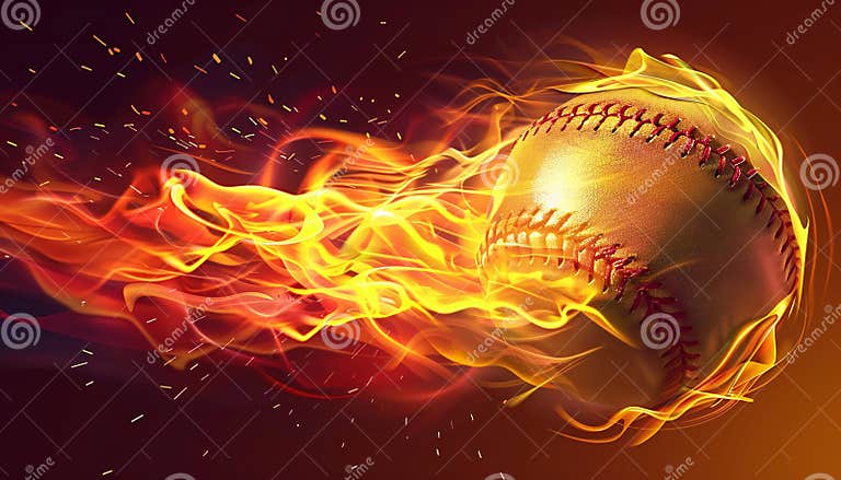 Bright Image of Softball with Flames in Vector Format Stock ...