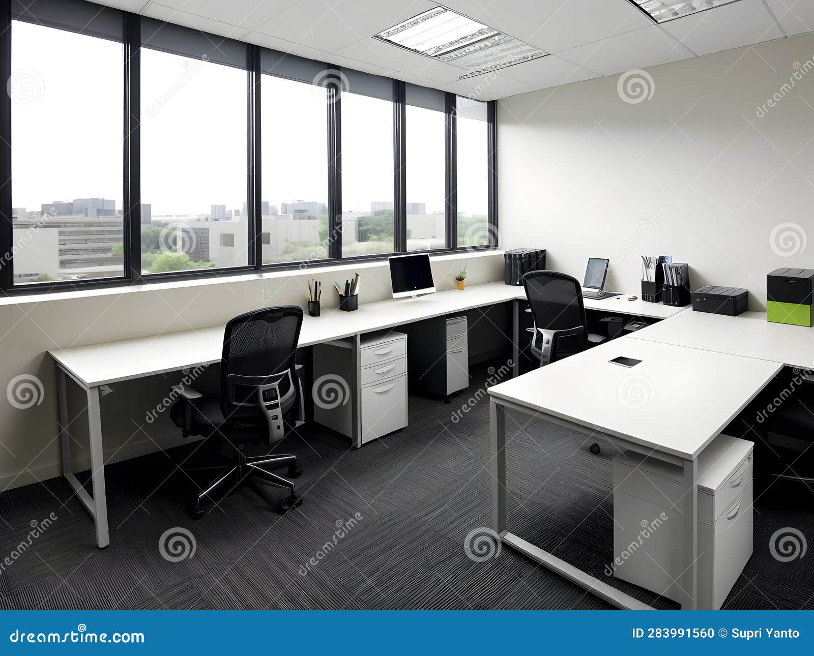 Bright Indoor Interior Mini Work Office Environment Design Stock ...