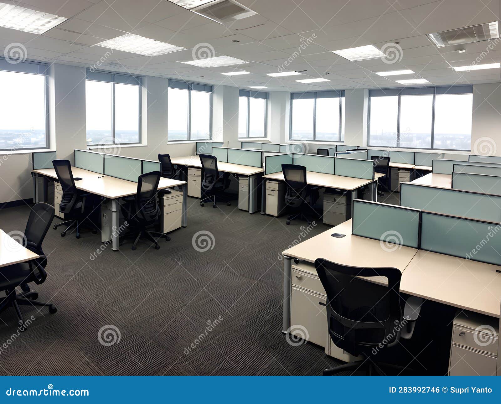Bright Indoor Interior Work Office Environment Design Stock ...
