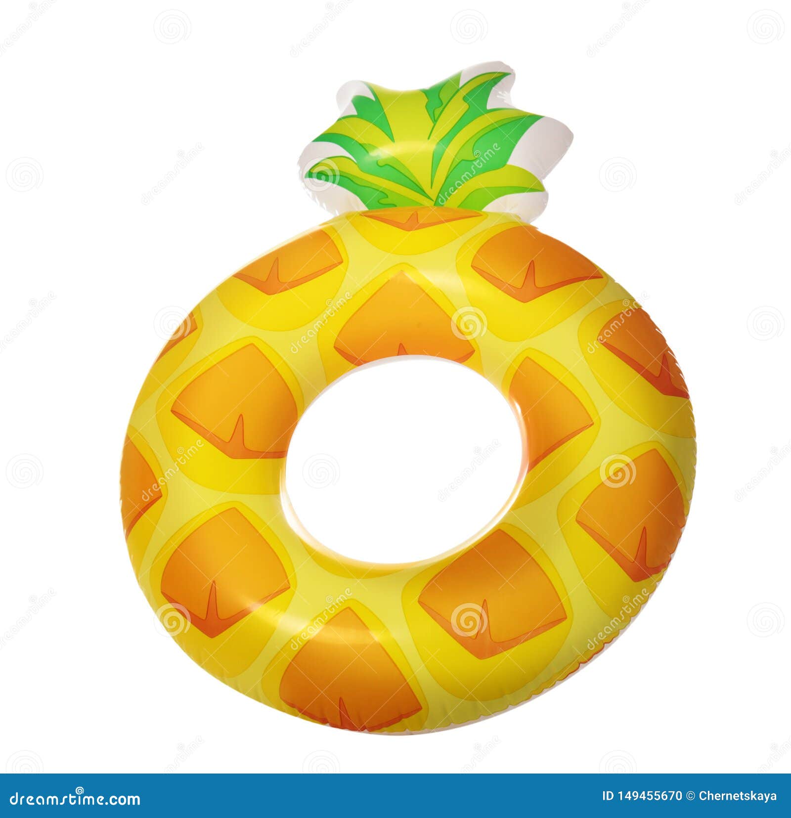 Bright Inflatable Ring in Shape of Pineapple on White. Summer Holidays ...