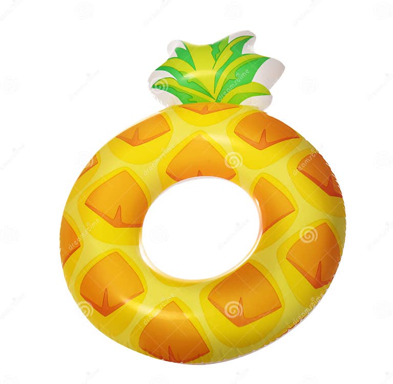 Bright Inflatable Ring in Shape of Pineapple on White. Summer Holidays ...