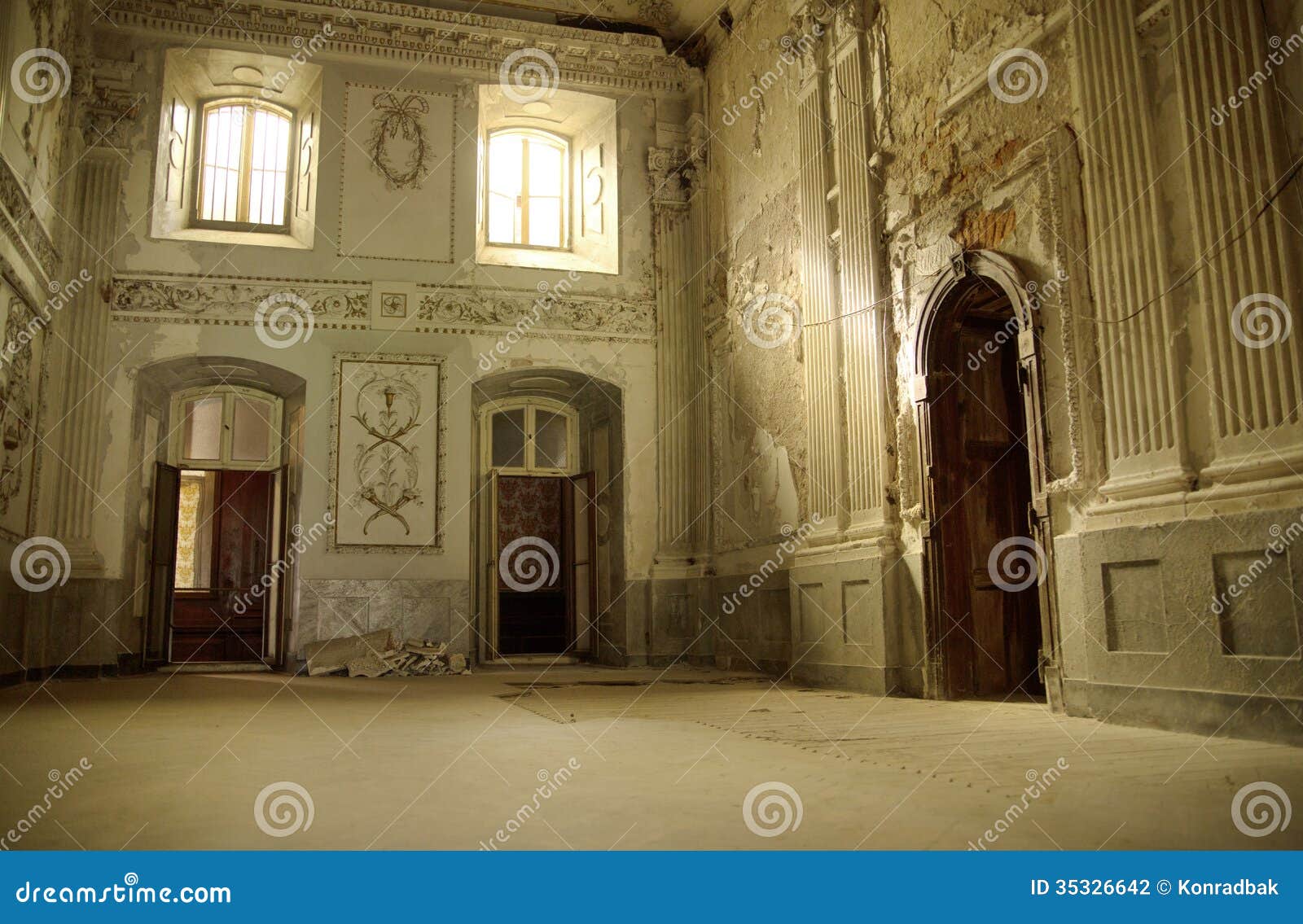 Bright Interior in Ancient Building Stock Photo - Image of dinner ...
