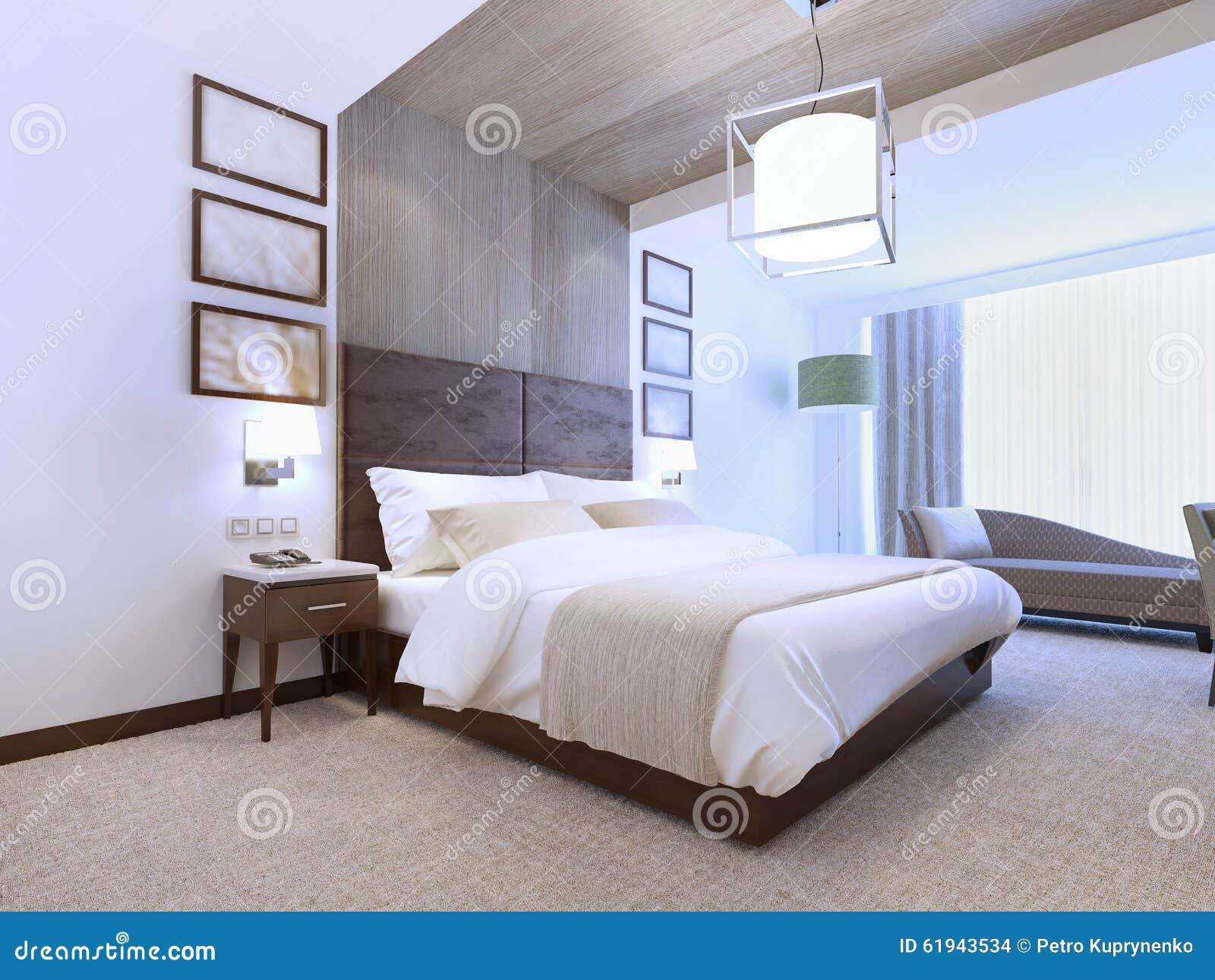 Bright Interior of Contemporary Bedroom Stock Illustration ...