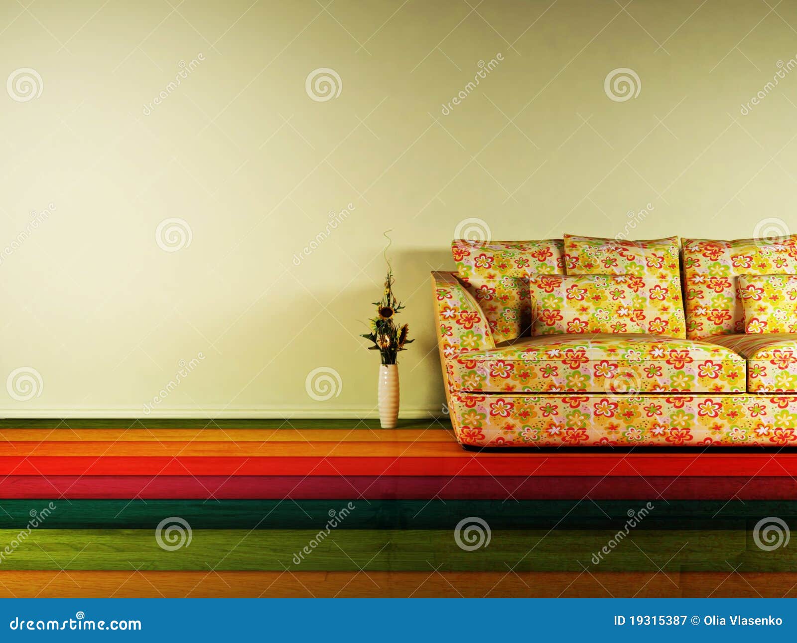 Bright Interior Design with a Nice Sofa Stock Illustration ...