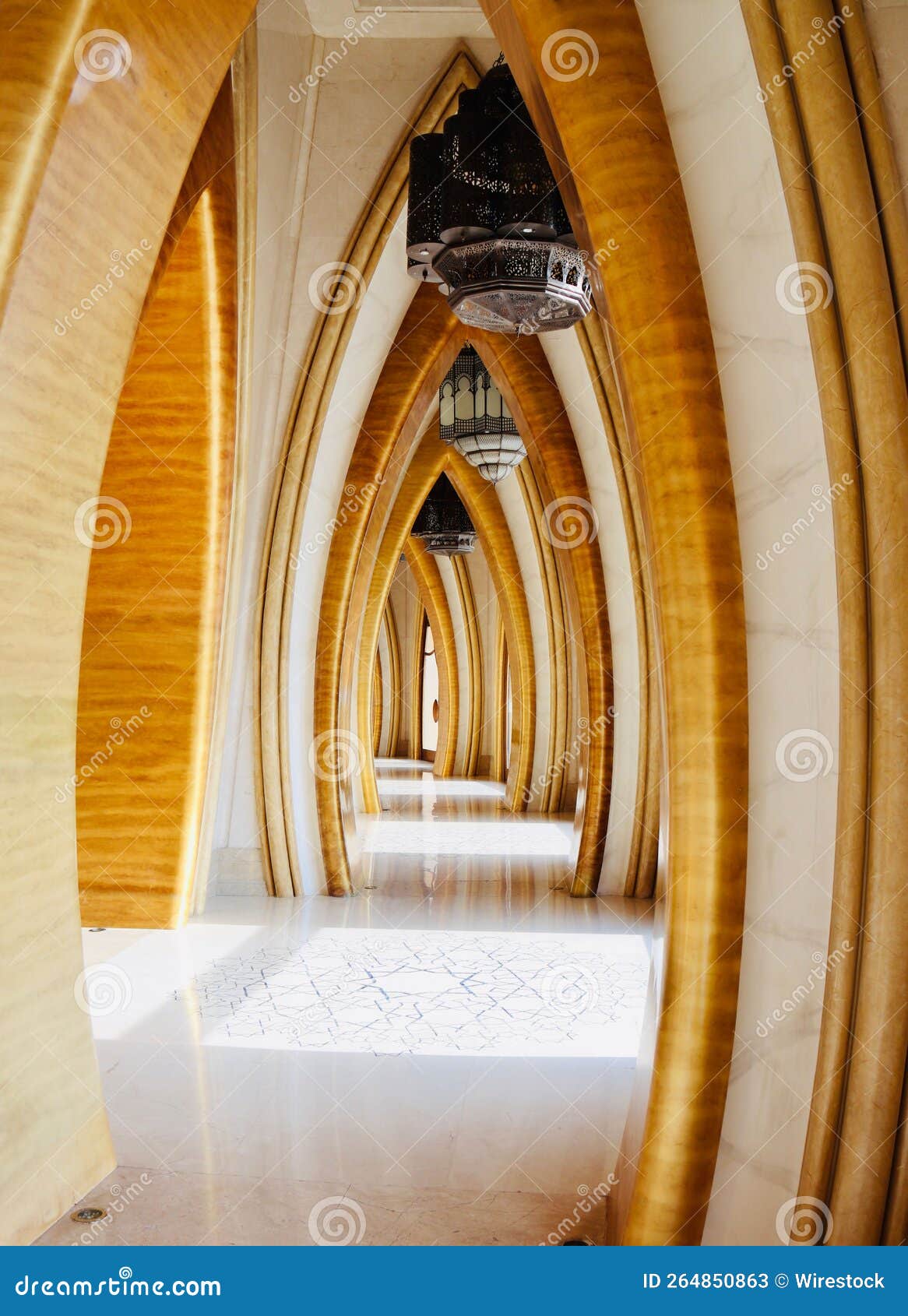 Bright Interior of a Modern-designed Building, with an Arched Hall, and ...