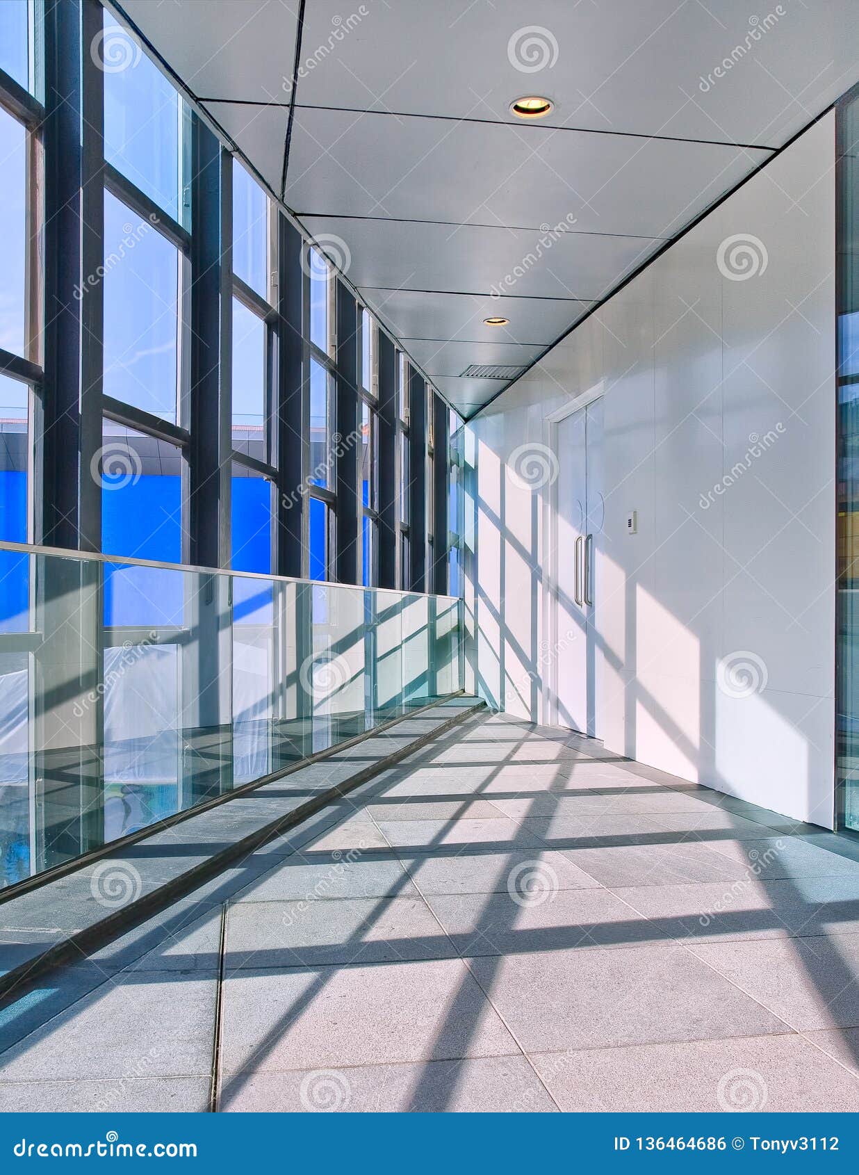 Bright Interior of a Modern Office Building with Large Windows, Stock ...