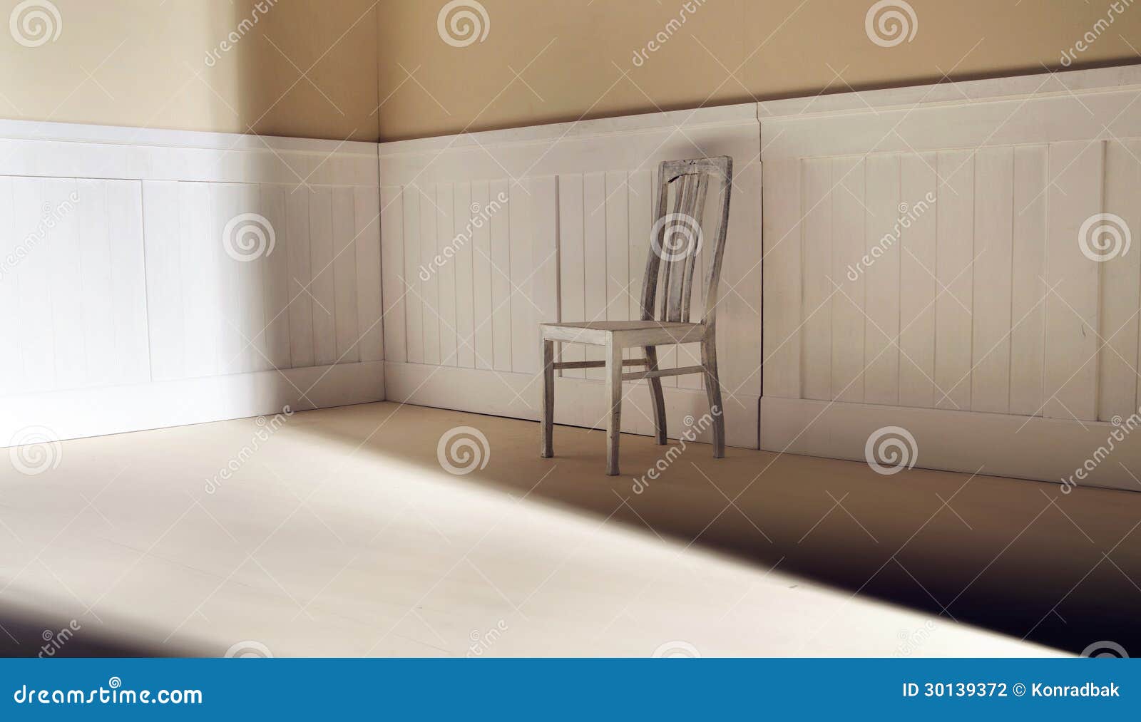 Bright Interior with Chair Against Wall Stock Photo - Image of blank ...