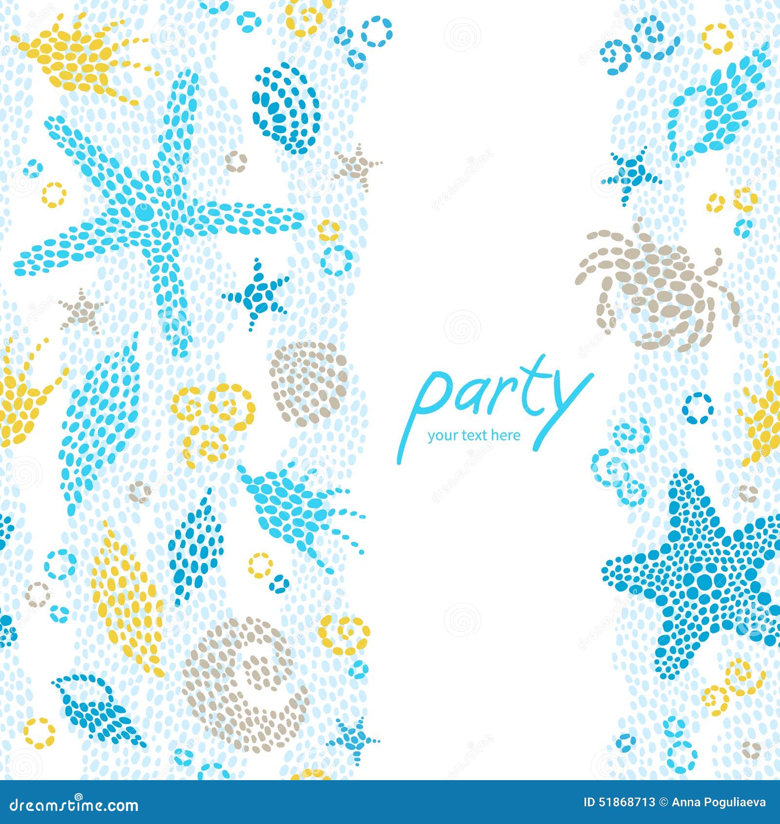 Bright Invitation Cards with Sea Elements. Stock Vector - Illustration ...