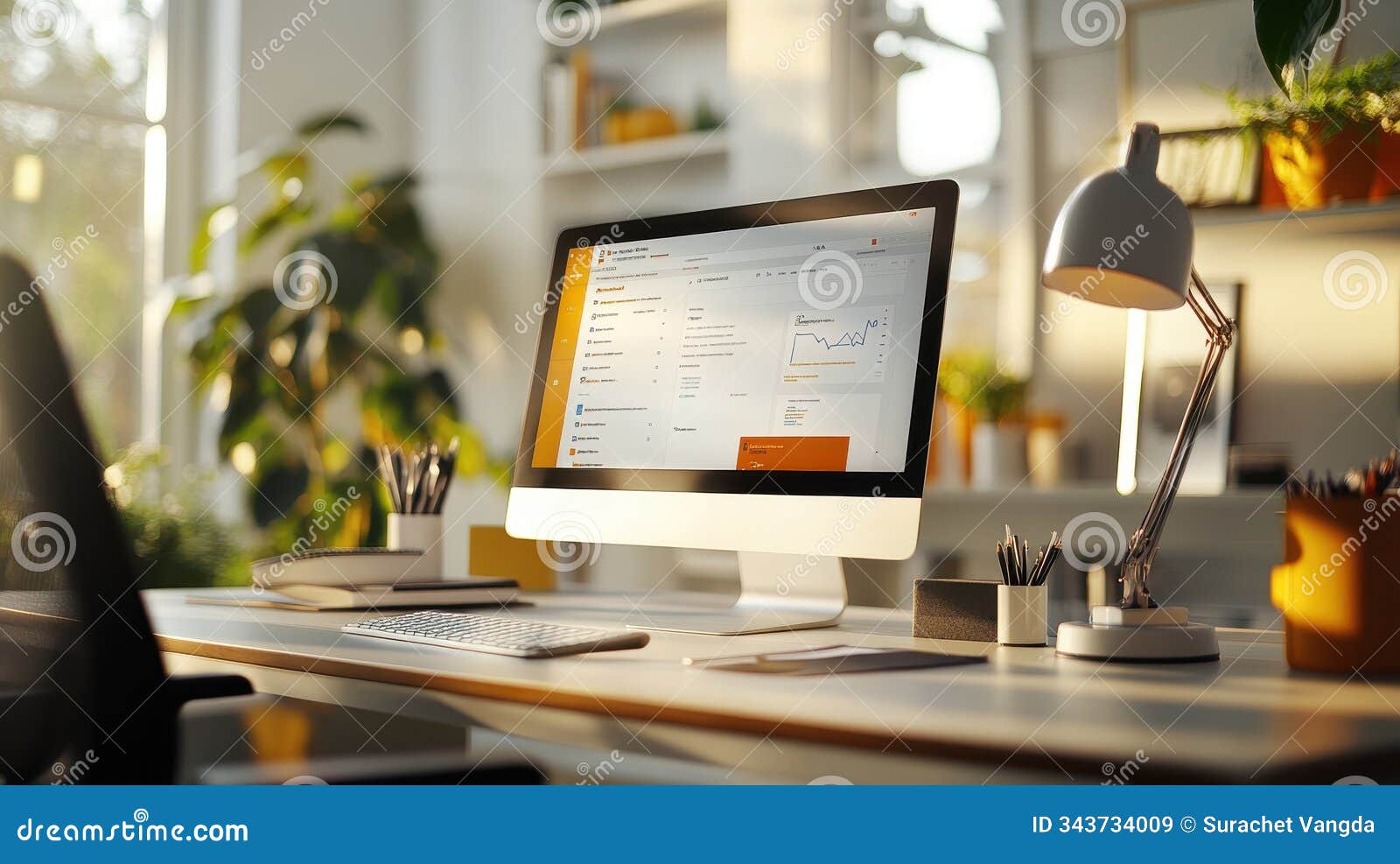 Bright and Inviting Home Office Setup for Students Stock Illustration ...
