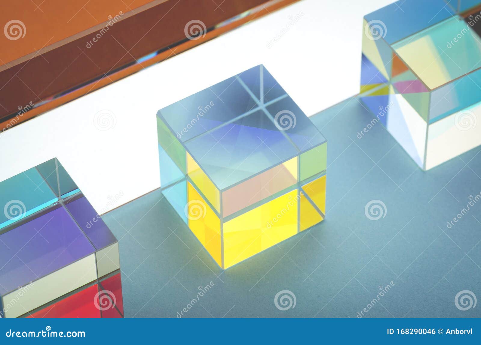 Bright Iridescent Glass Square Prisms Close-up Stock Photo - Image of ...