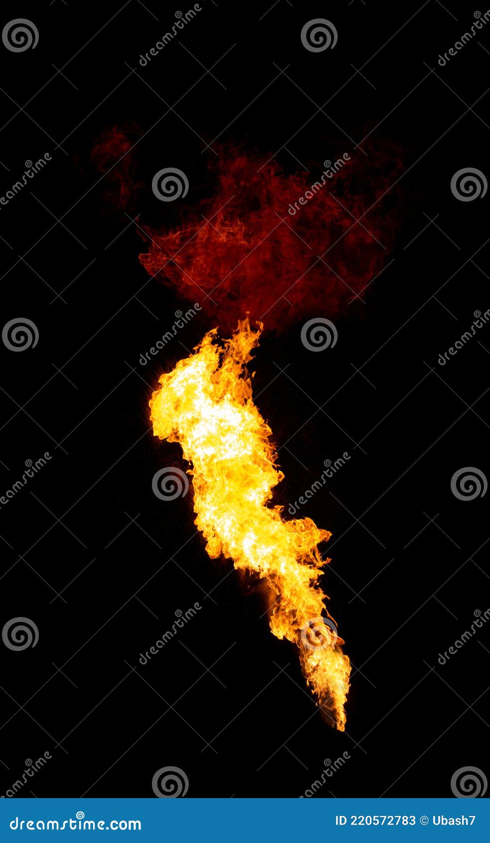 Bright Isolated Fire Stream with Red Cloud on Top Stock Image - Image ...