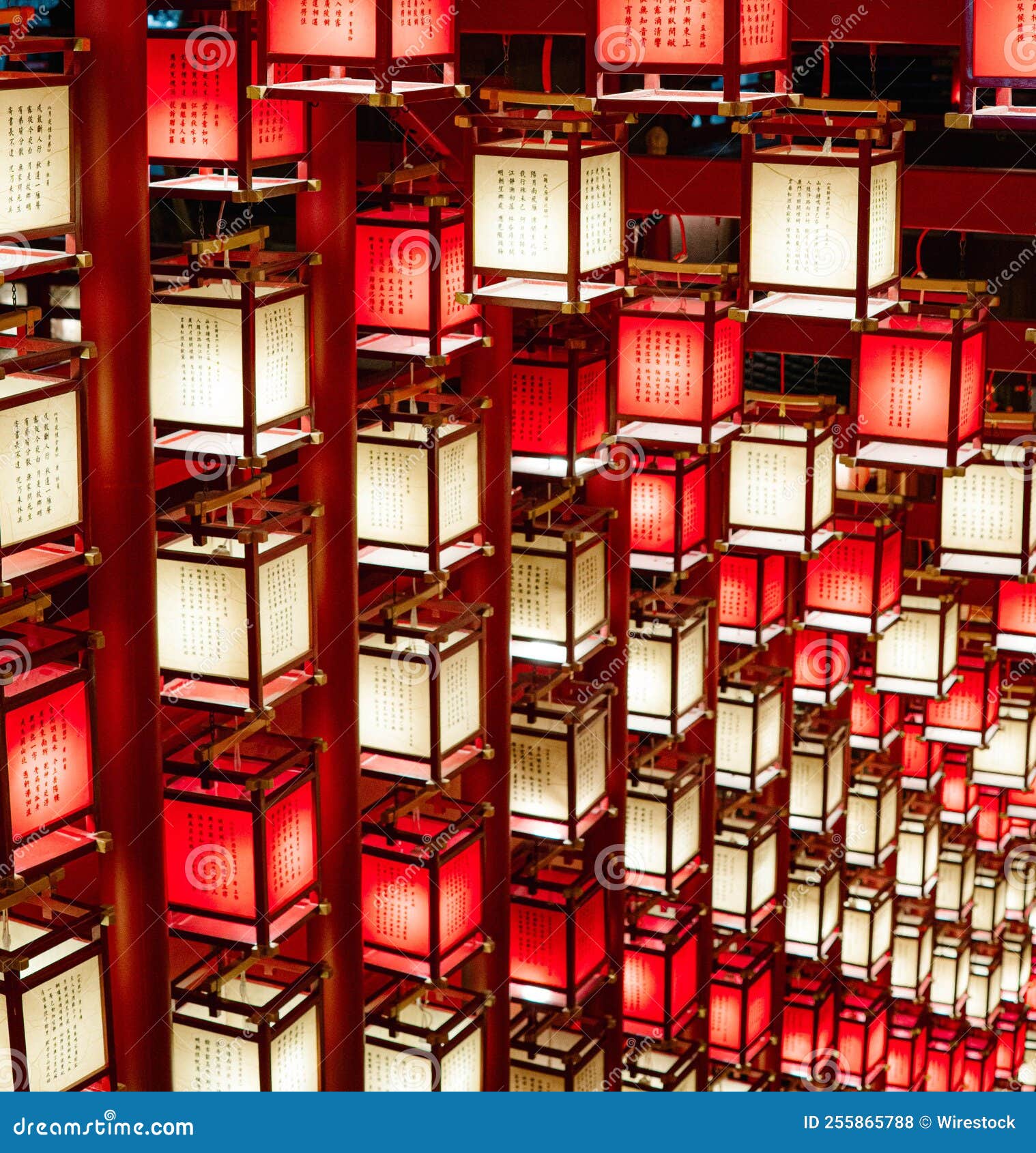 Bright Japanese Lanterns Hanging on the Ceiling Stock Photo - Image of ...