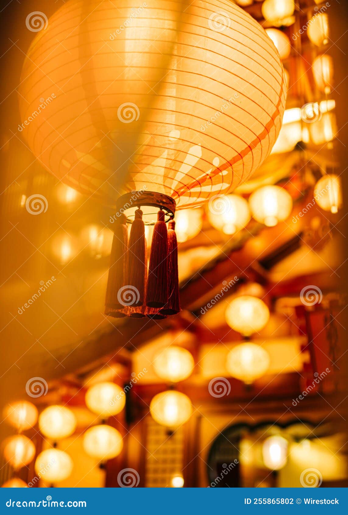 Bright Japanese Lanterns Hanging on the Ceiling Stock Photo - Image of ...