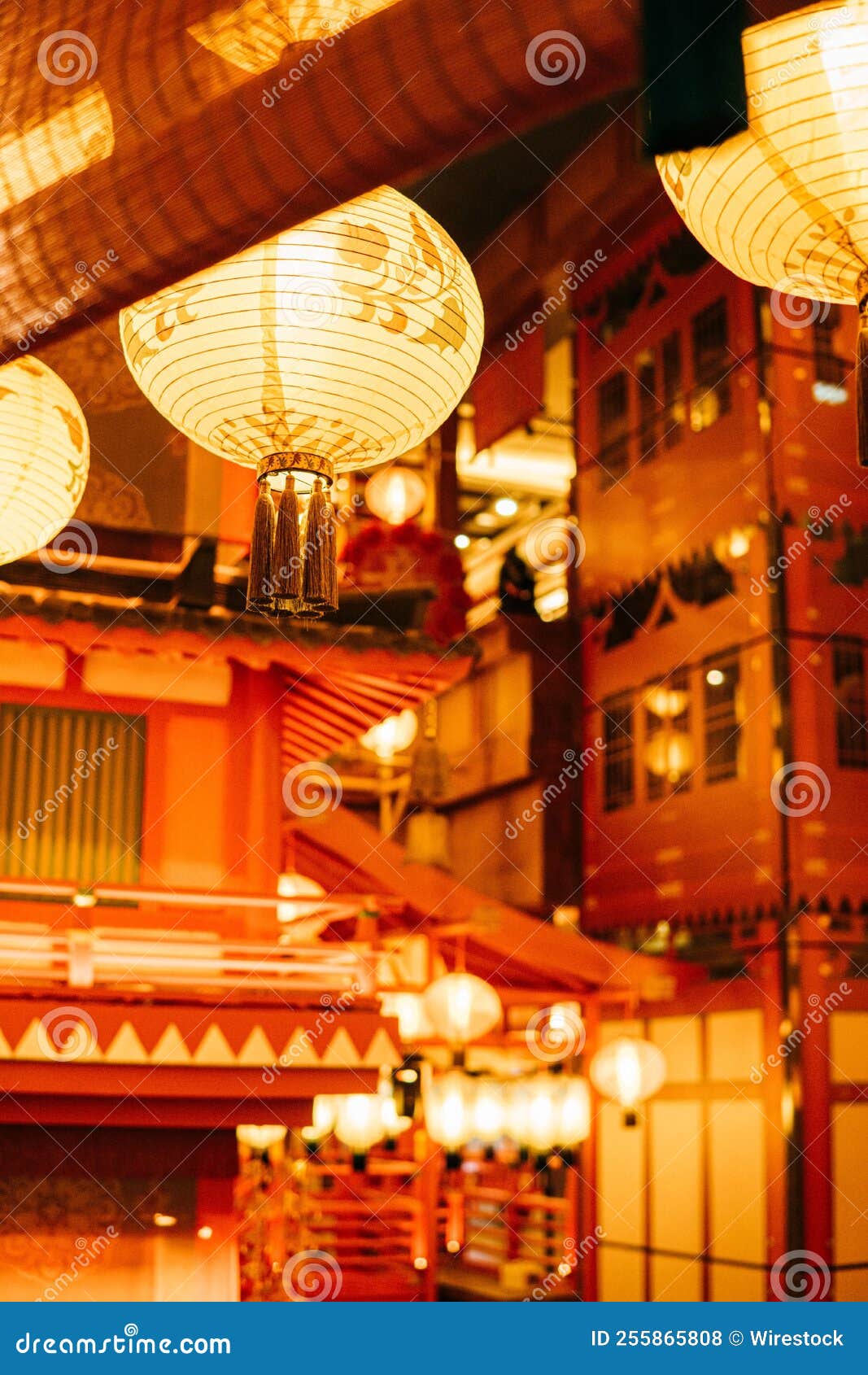 Bright Japanese Lanterns Hanging on the Ceiling Stock Photo - Image of ...