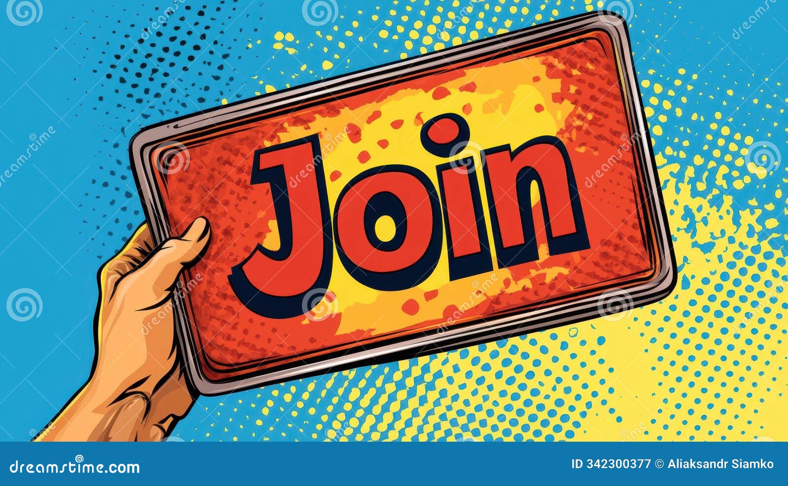 Bright Join Sign Held in Pop Art Style Stock Illustration ...