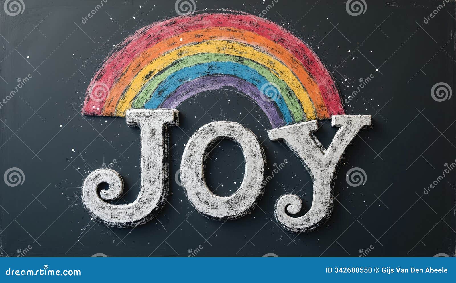 Bright Joy Word in Bold Serif Font with Rainbow Doodle Stock ...