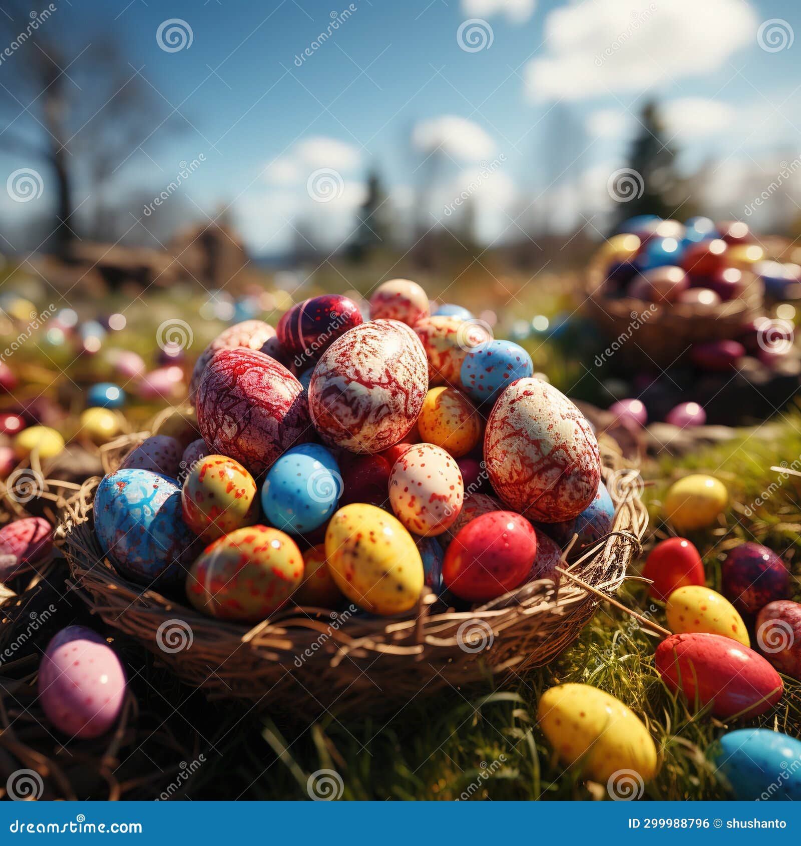 A Bright, Joyful and Colorful Scene during Easter Eggs Season Stock ...