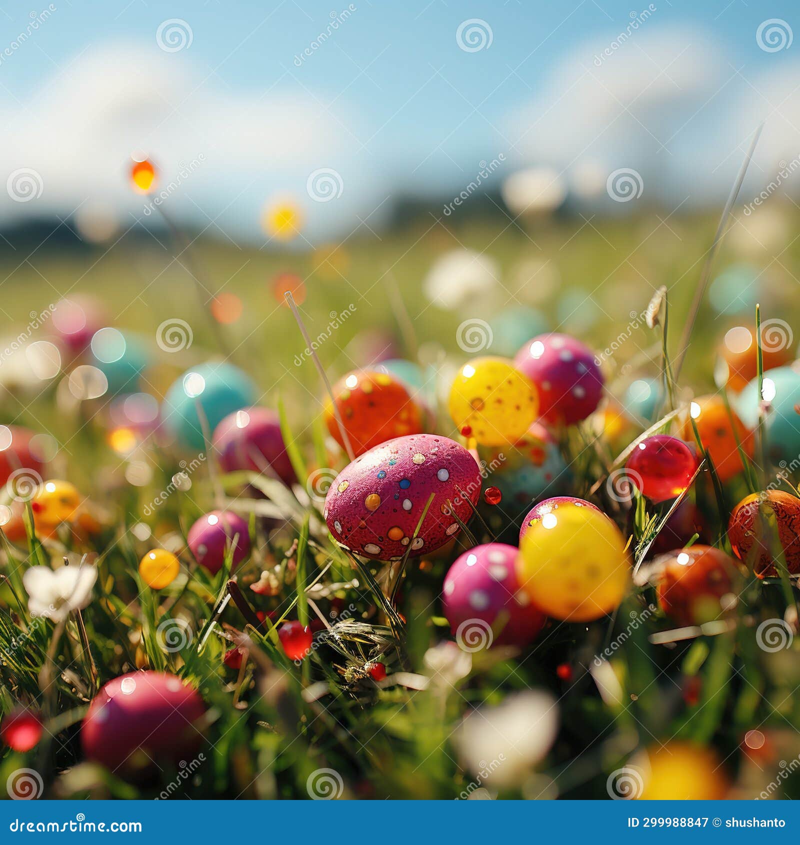 A Bright, Joyful and Colorful Scene during Easter Eggs Season Stock ...