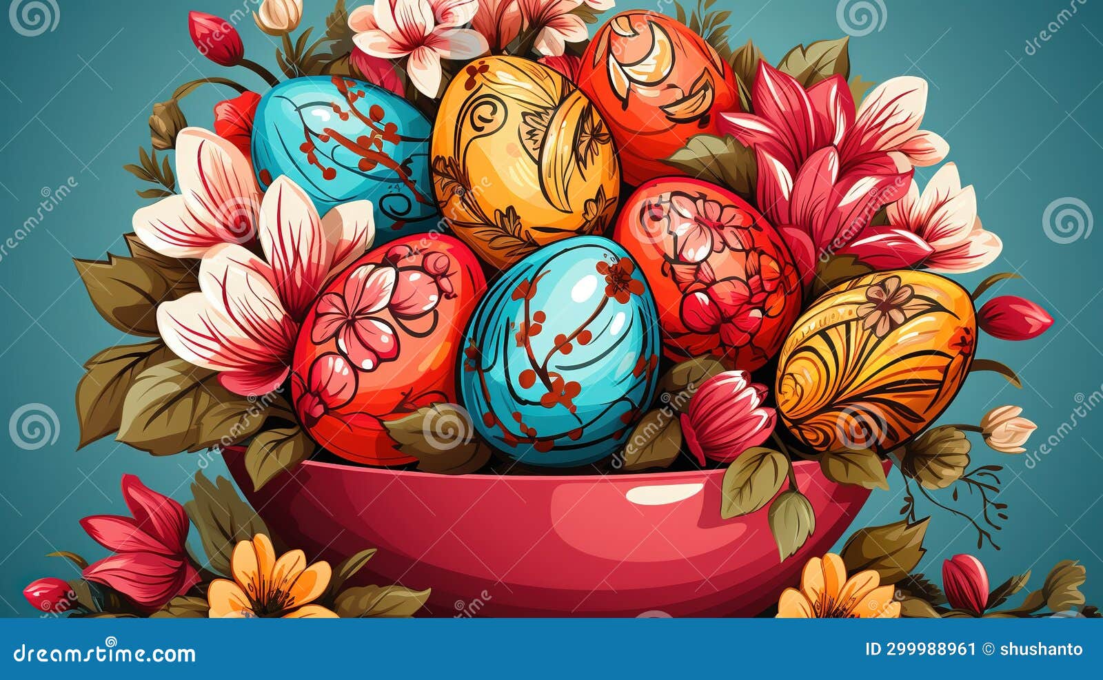 A Bright, Joyful and Colorful Scene during Easter Eggs Season Stock ...