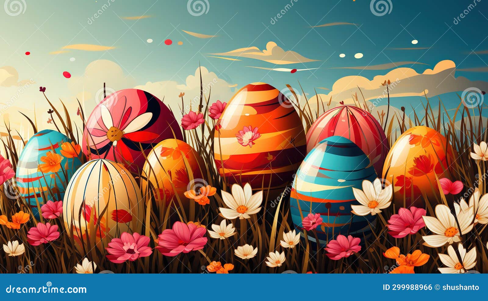 A Bright, Joyful and Colorful Scene during Easter Eggs Season Stock ...