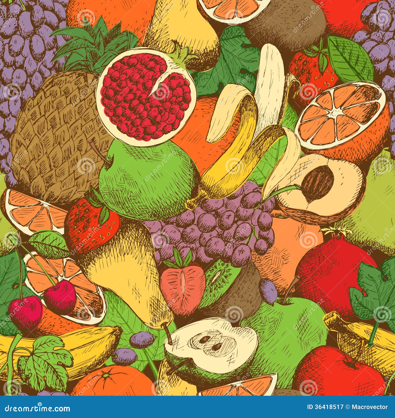 Fruits Seamless Patterns Vector Set. | CartoonDealer.com #80508372
