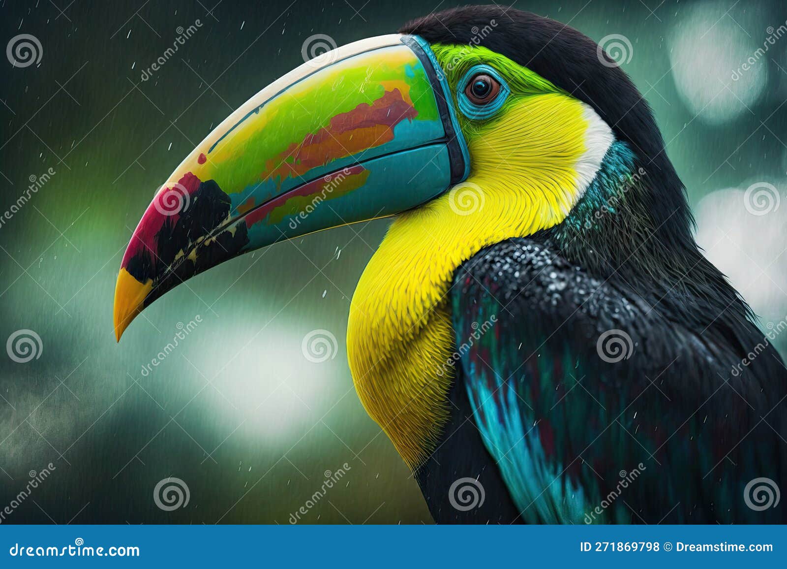 A Bright Keel Billed Toucan Bird is Shown Up Close Stock Illustration ...