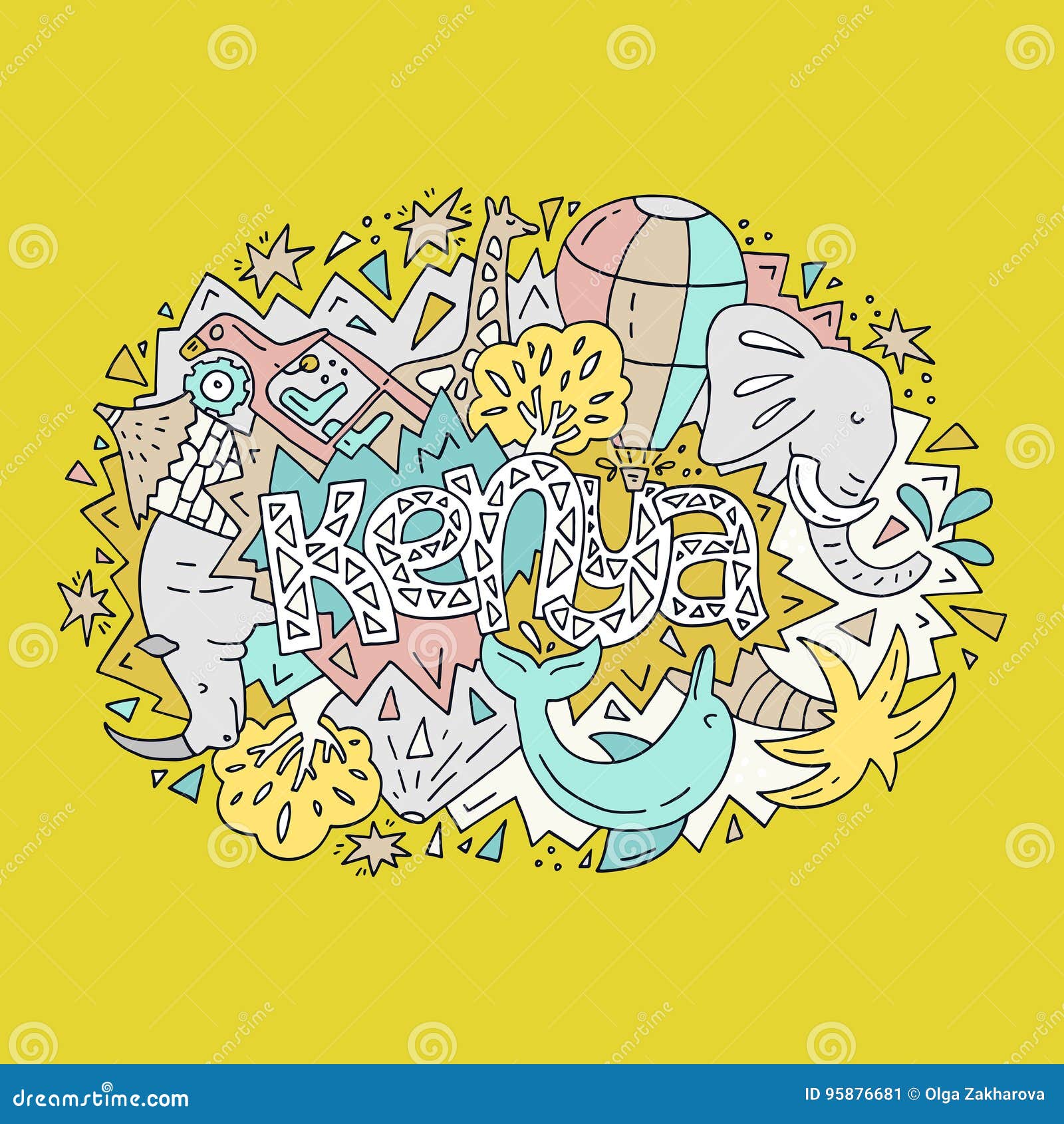 Kenya Symbols Illustration Cartoon Vector | CartoonDealer.com #97066411