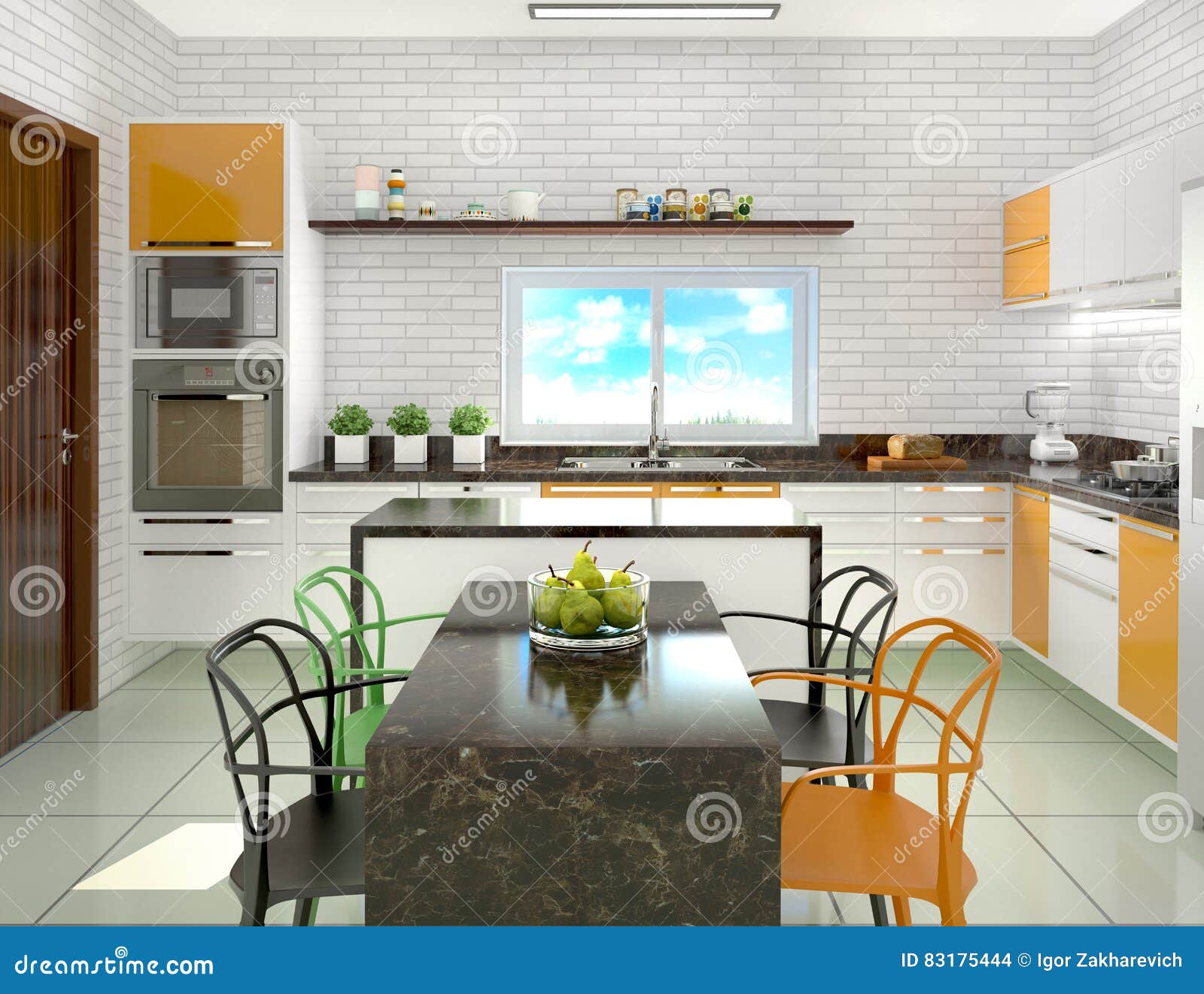 Bright Kitchen with a Dining Area in a Modern Style. Editorial Stock ...