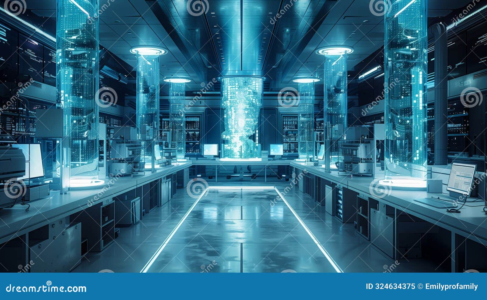 Futuristic Lab Interior with AI and Human Scientists Stock Image ...