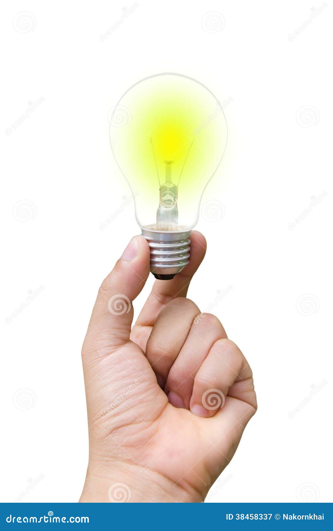 Bright lamp on hand stock image. Image of energy, expertise - 38458337