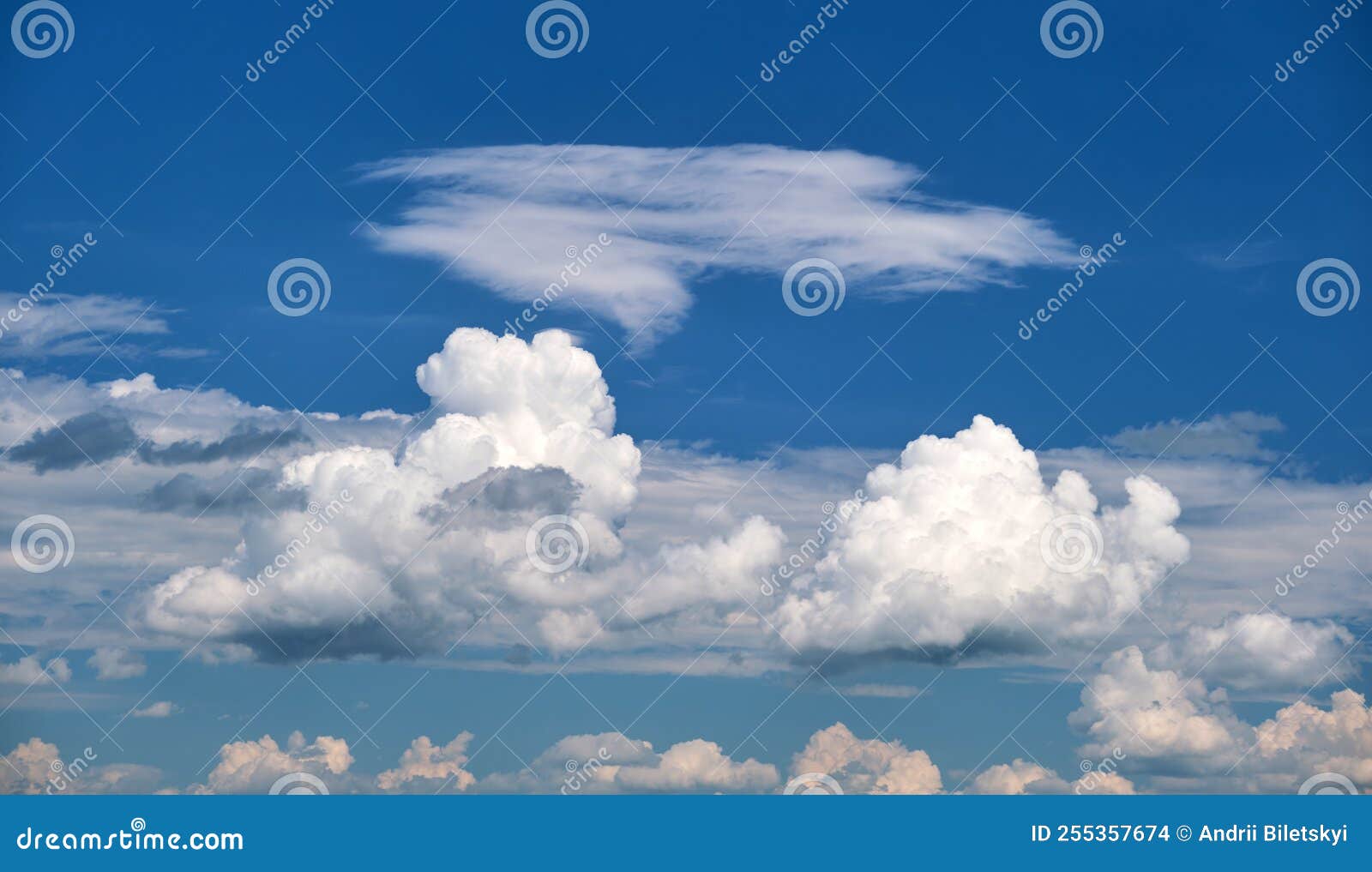 Bright Landscape of White Puffy Cumulus Clouds on Blue Clear Sky Stock ...