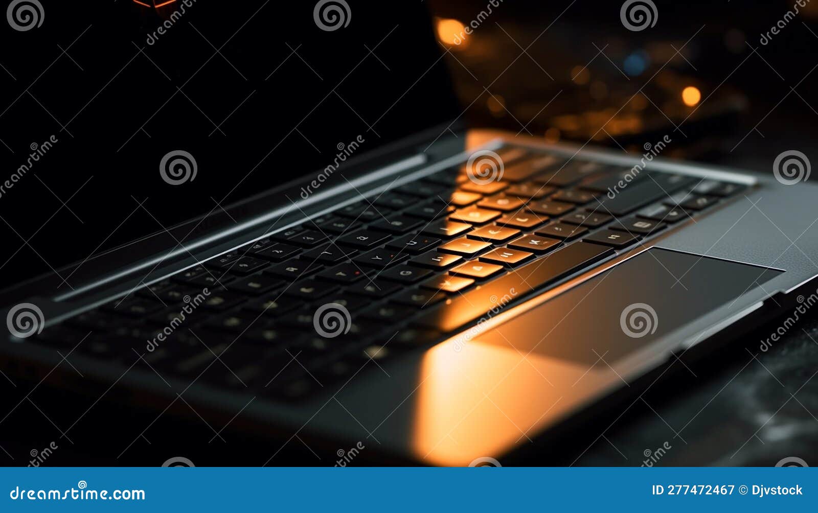 Bright Laptop Keyboard Glows With Wireless Connection Generated By Ai Stock Image Image Of
