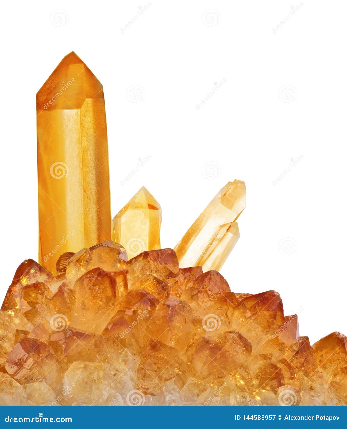 Bright Large Citrine Crystals Isolated on White Stock Image - Image of ...