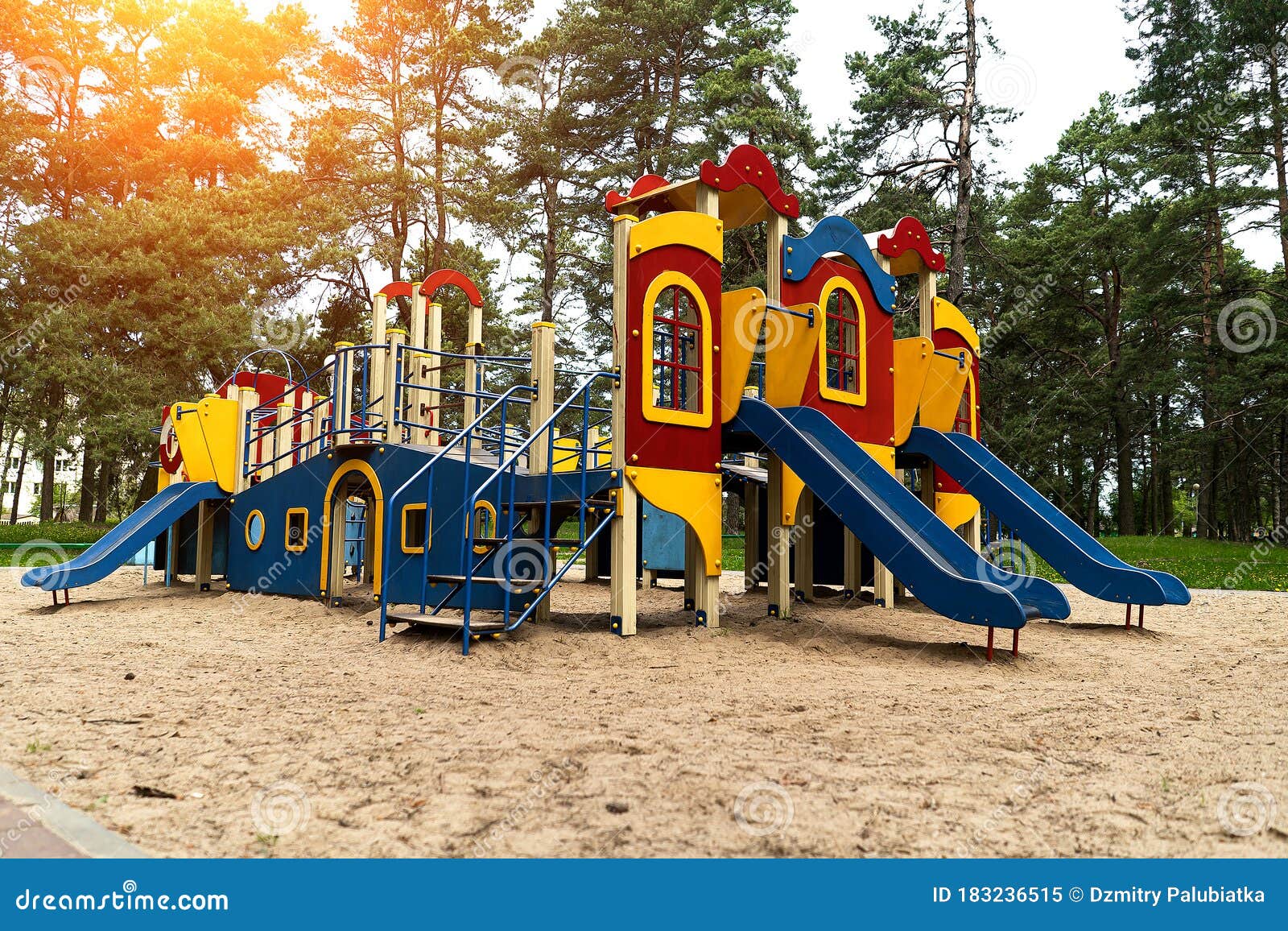 Bright is a Large Playground in the Park Stock Image - Image of ...