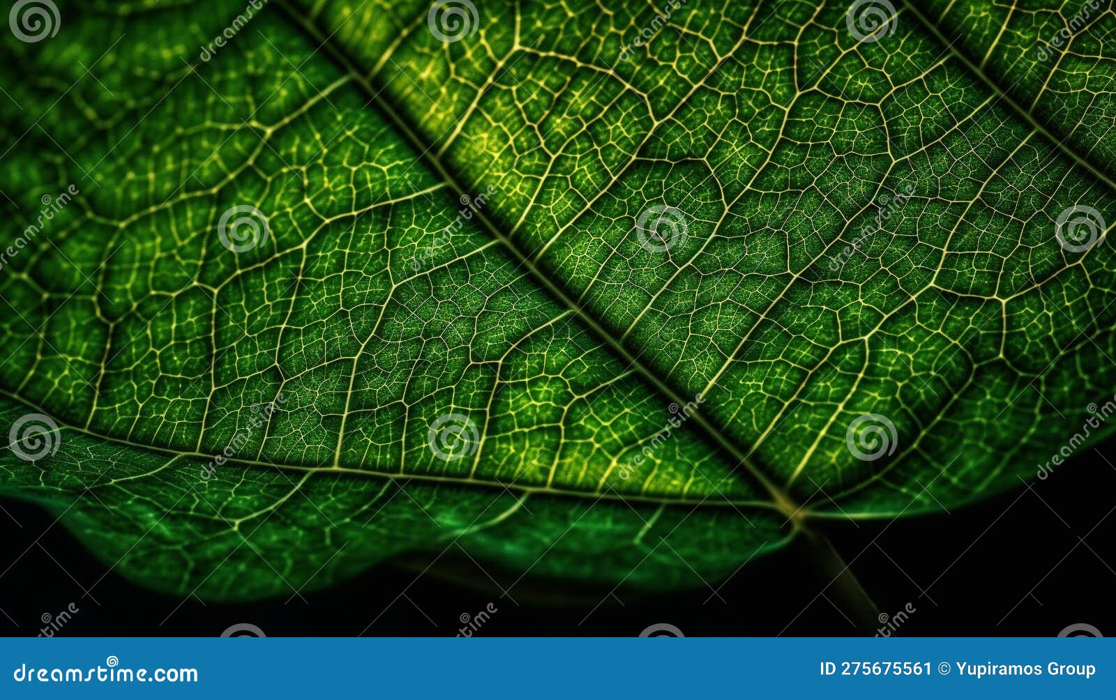 Bright Leaf Vein Pattern on Green Plant Generated by AI Stock Image ...