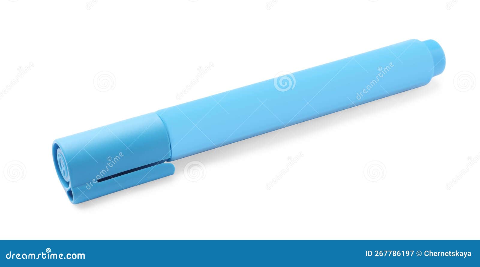 Bright Light Blue Marker Isolated on White. School Stationery Stock ...