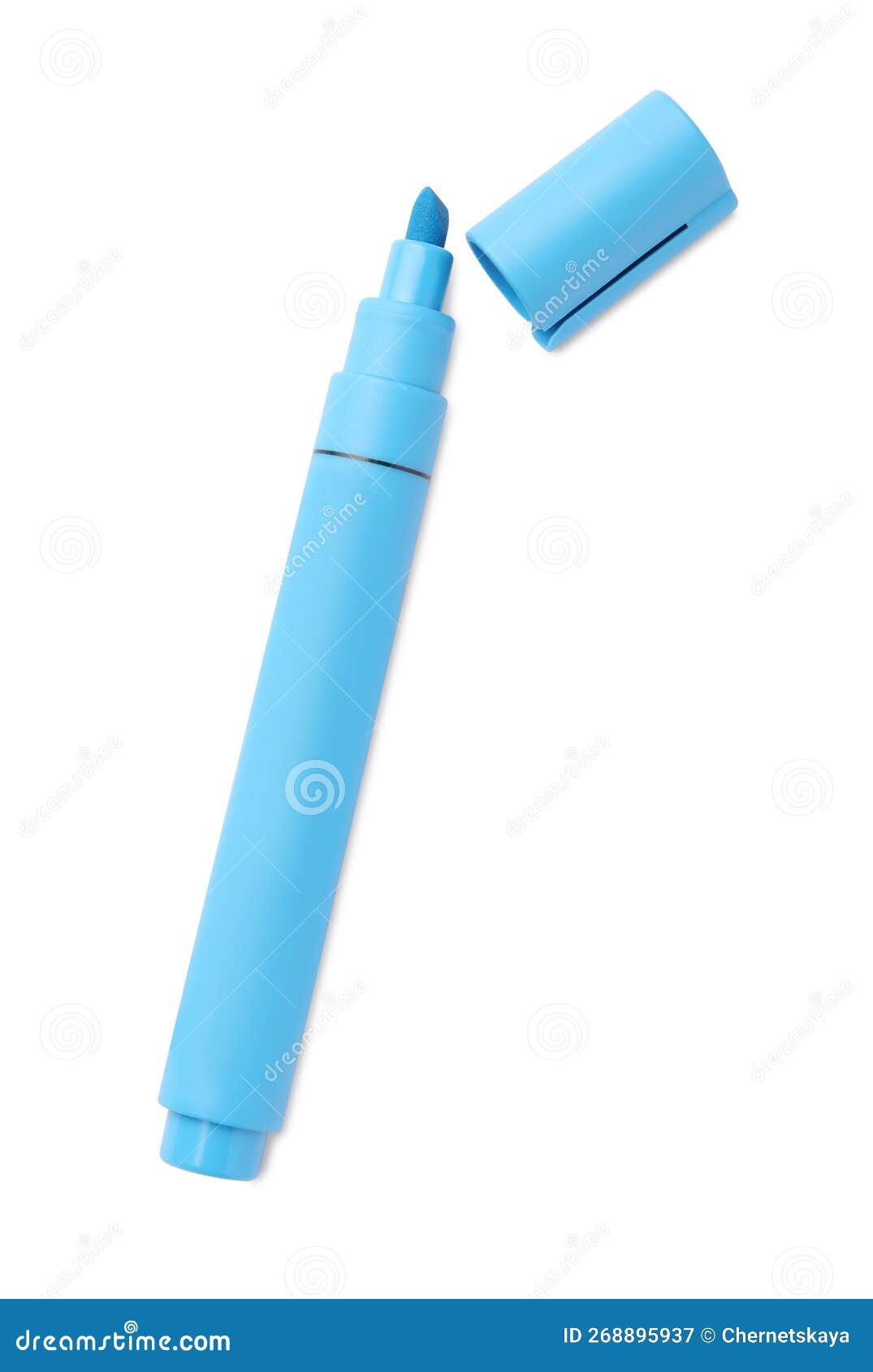 Bright Light Blue Marker Isolated on White, Top View. School Stationery ...