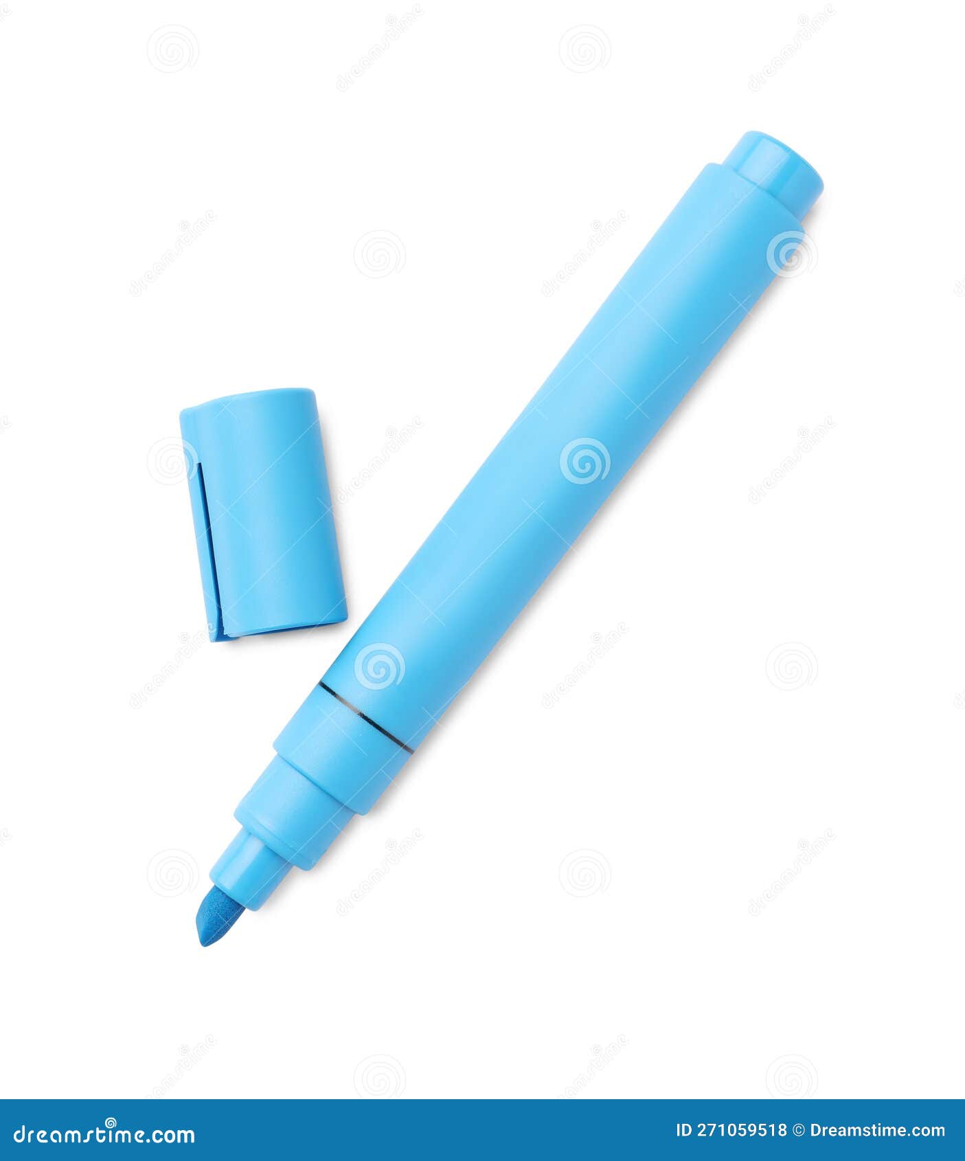 Bright Light Blue Marker Isolated on White, Top View. School Stationery ...