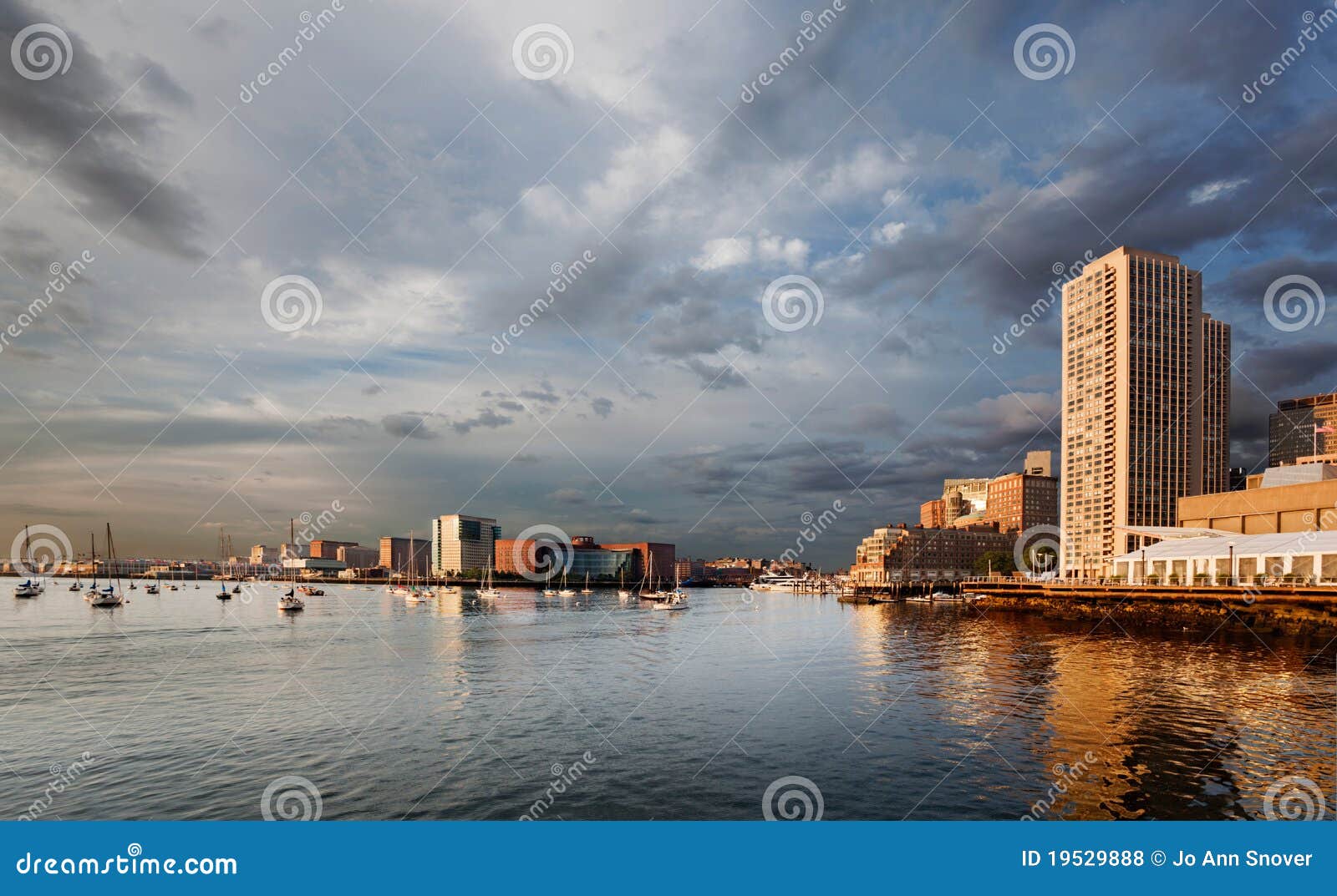 Bright Light on Boston Waterfront Stock Photo - Image of horizontal ...