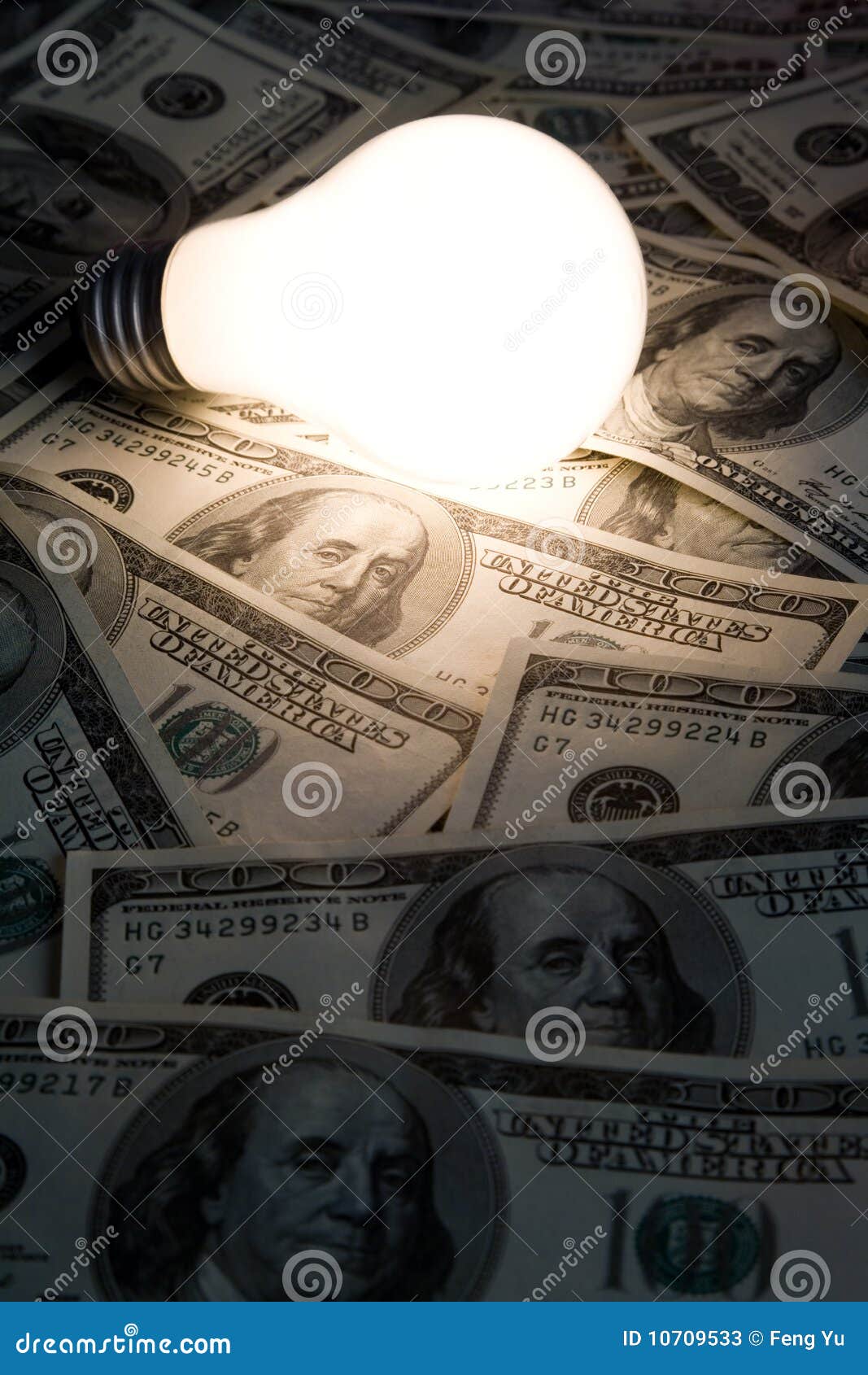 Bright Light Bulb and Dollar Stock Image - Image of light, dollar: 10709533