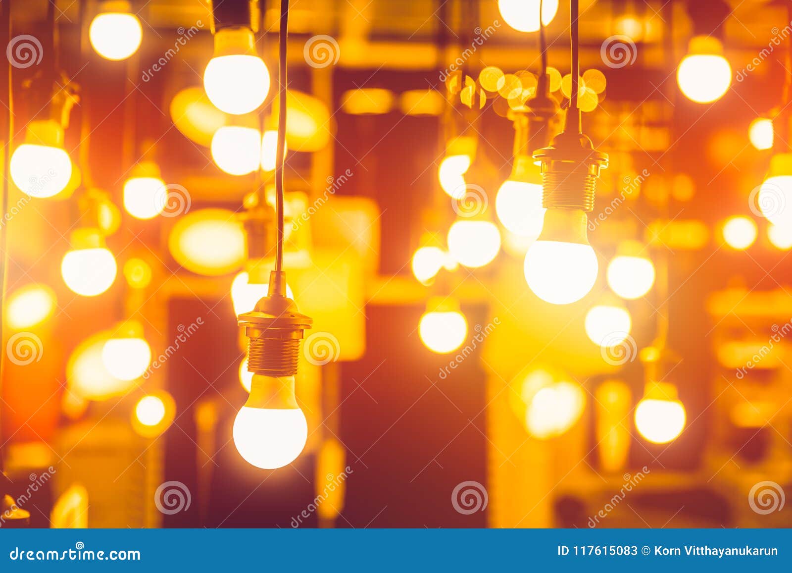Bright Light Bulb Hanging Interior Decoration Stock Image - Image of ...