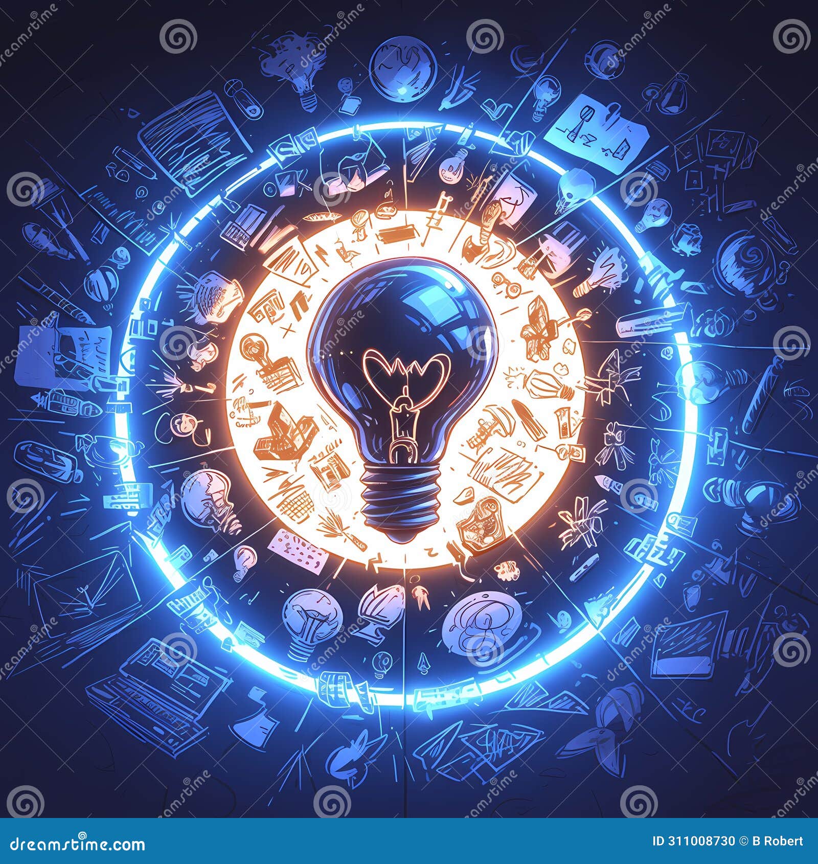 Bright Light Bulb Icon, Symbolizing Innovation and Creativity Stock ...